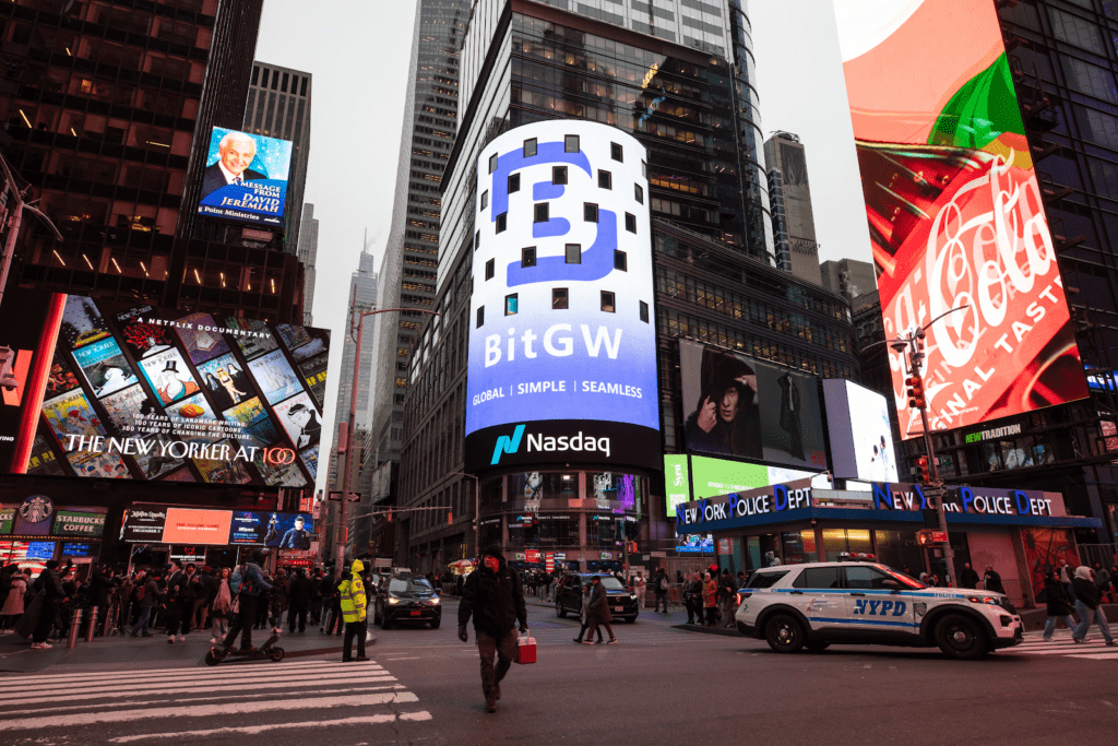 BitGW Appears on the Nasdaq MarketSite Screen in Times Square, Marking ...