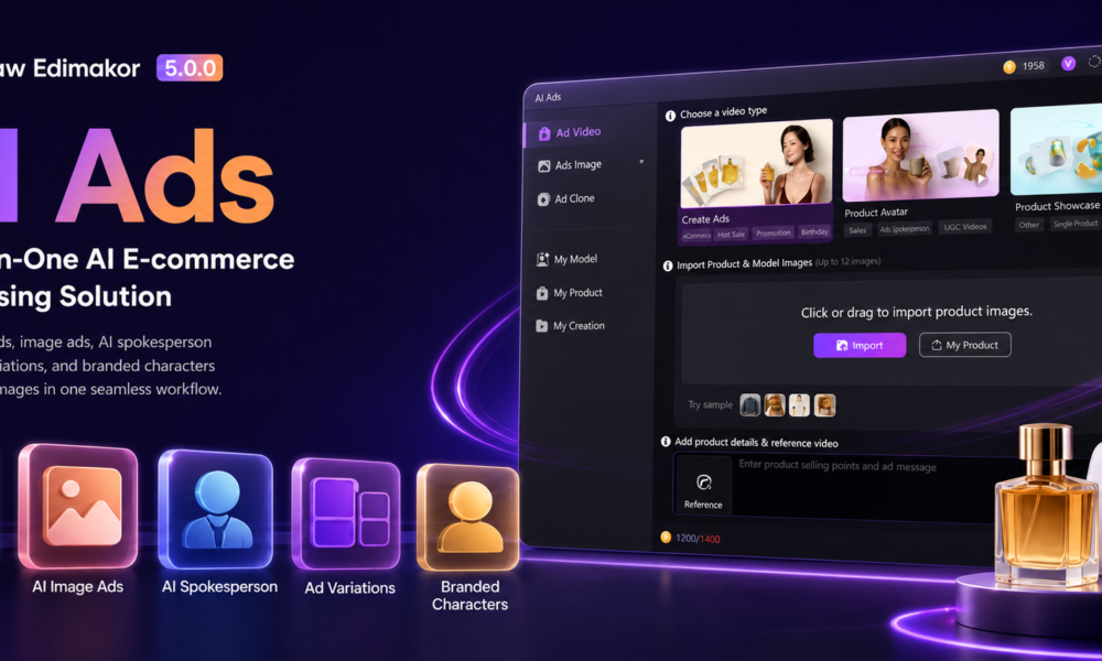 Edimakor 5.0.0 Launches AI Ads: An All-in-One AI E-commerce Advertising ...